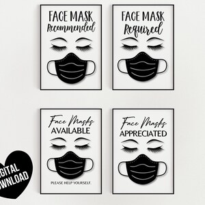 Face Mask Sign BUNDLE, Mask Required Sign Printable, Please Wear a Mask ...