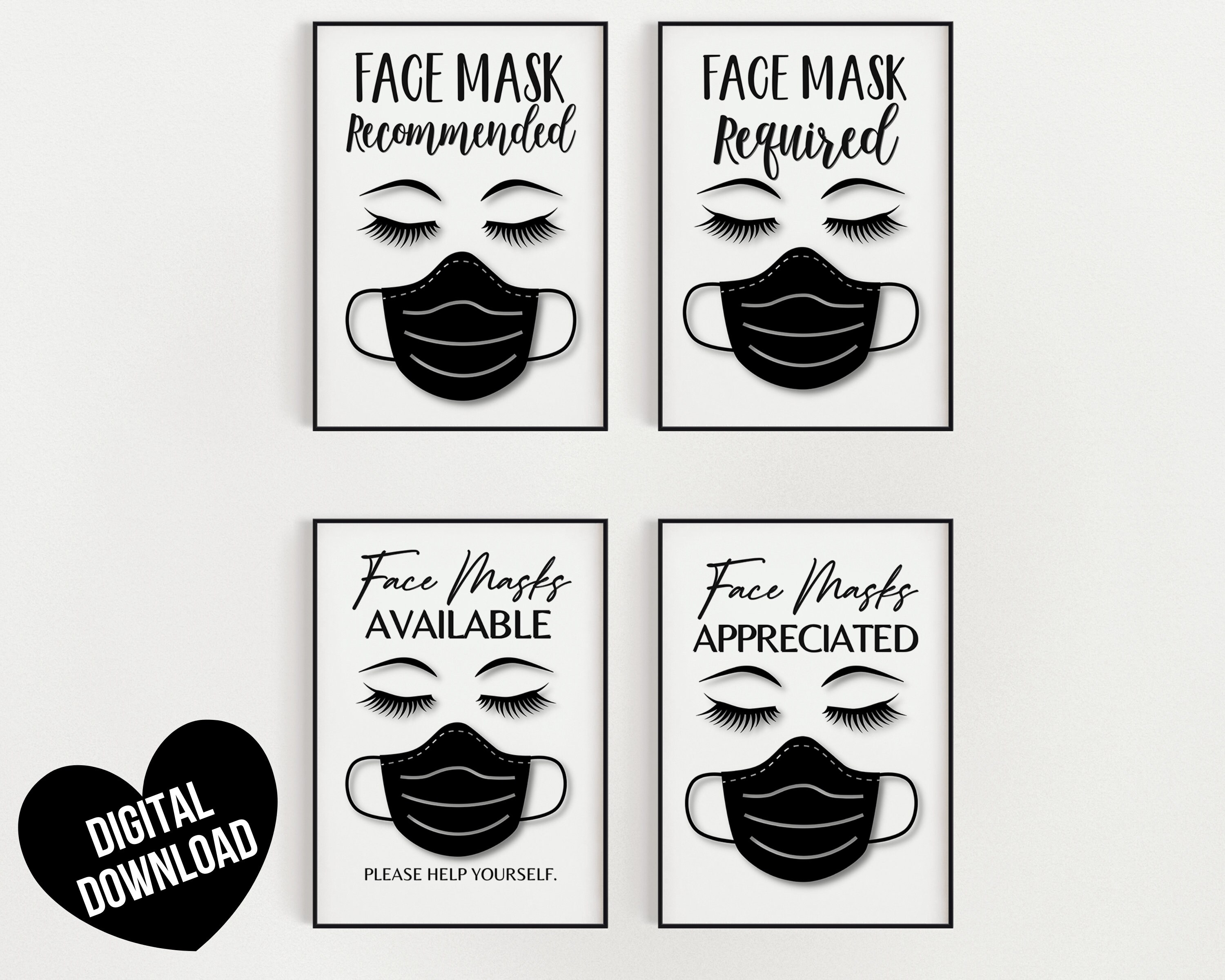 Face Mask Sign BUNDLE Mask Required Sign Printable Please | Etsy