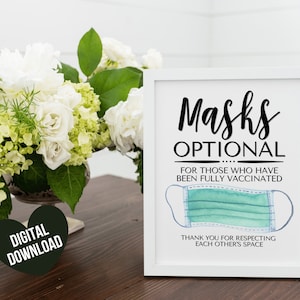 Face Mask Sign PRINTABLE Wear a Mask Sign Mask Optional - Etsy
