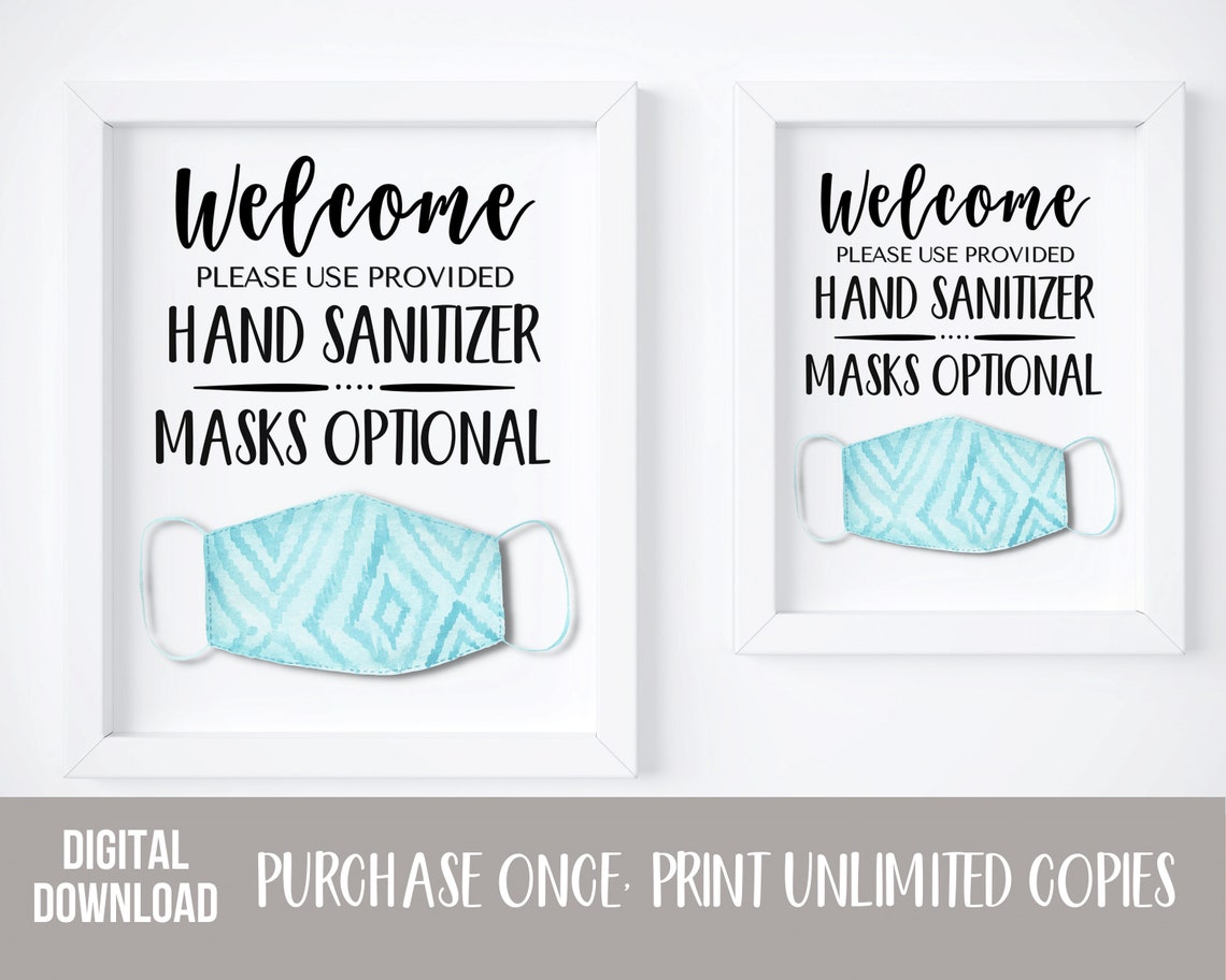 Face Mask Sign PRINTABLE Hand Sanitizer Sign Face Masks | Etsy