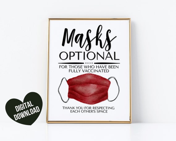 Face Mask Sign PRINTABLE Wear a Mask Sign Mask Optional If - Etsy