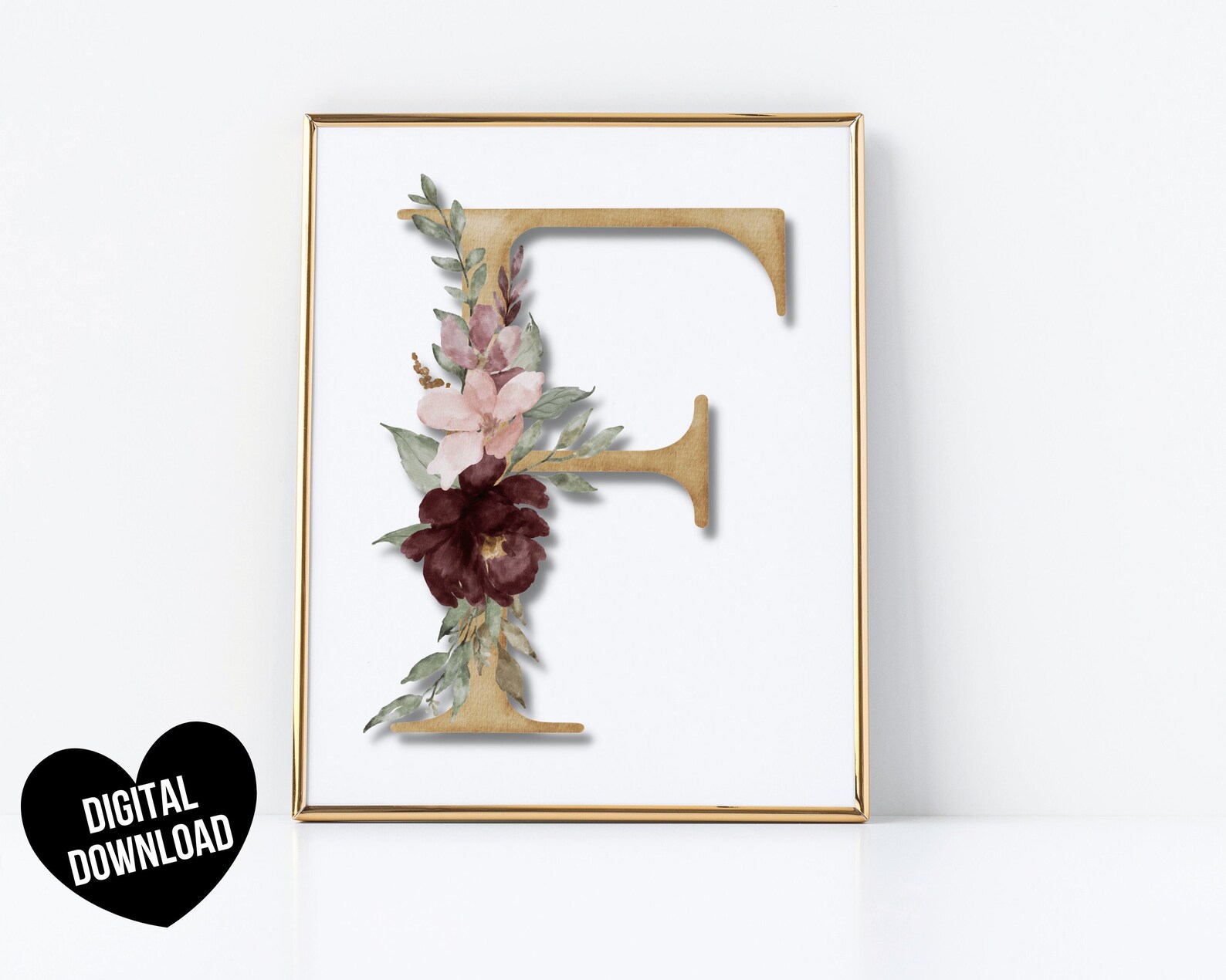 Letter Art Print PRINTABLE Letter F Wall Art Initial Wall - Etsy