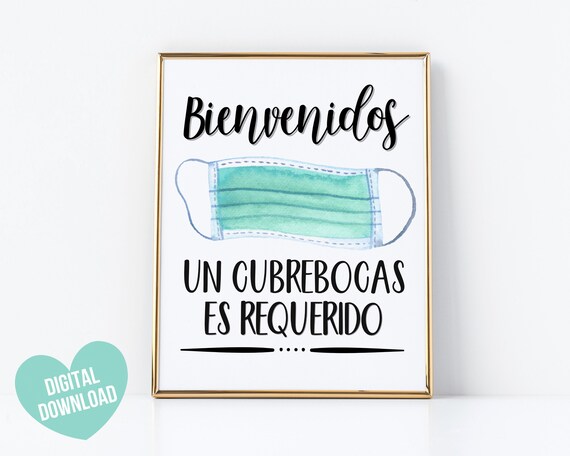 Face Mask Sign Mask Required Sign Printable Spanish Wear a | Etsy