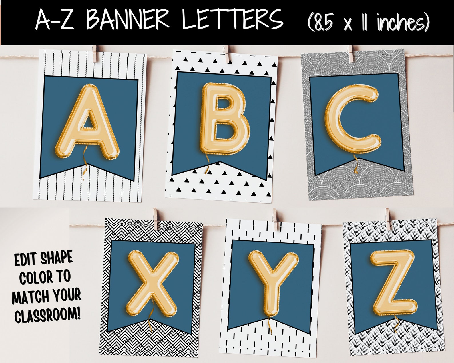 Gold Foil Balloon Alphabet Posters Number Posters Classroom - Etsy