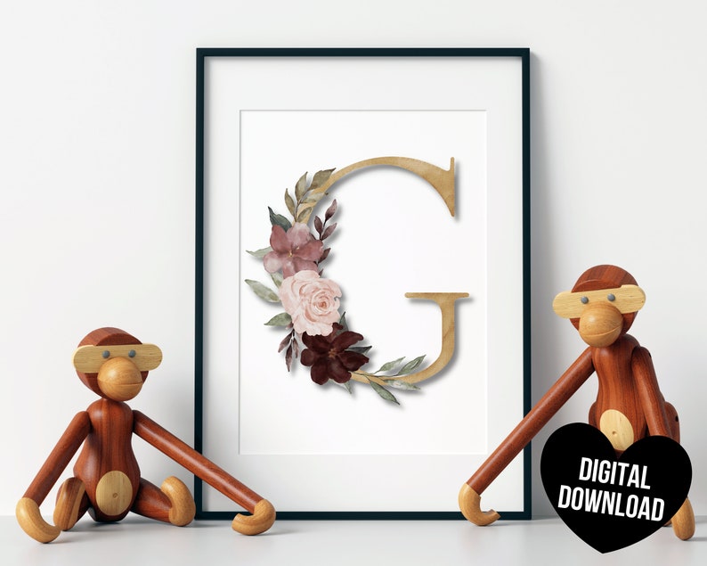 Letter Art Print PRINTABLE Letter G Wall Art Initial Wall | Etsy