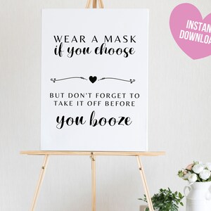 Wedding Guest Mask Sign, Printable Wear a Mask Sign for Covid Weddings ...