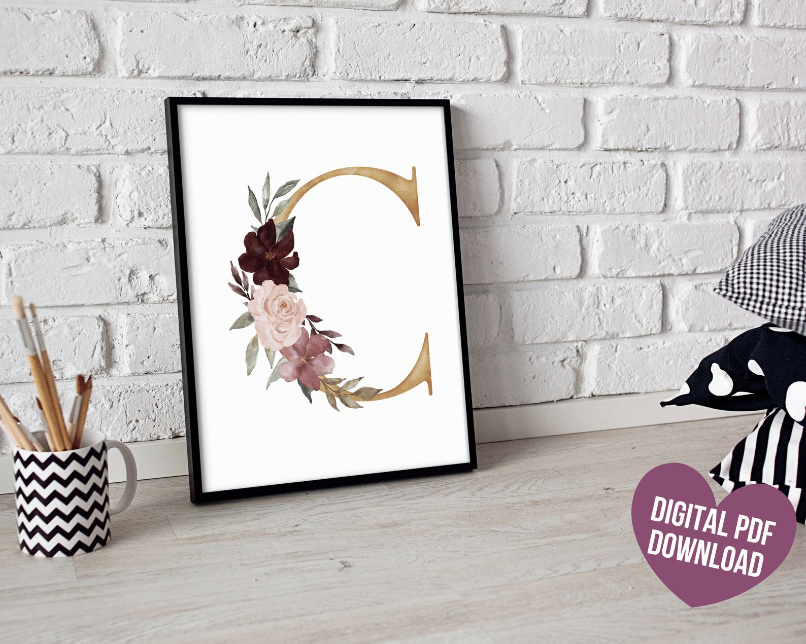 Printable Letter C Wall Art Letter Art Print Initial Wall - Etsy