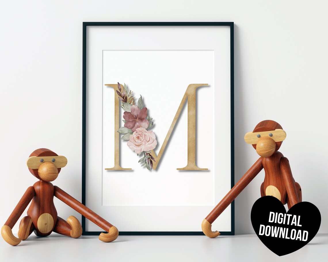 Letter Art Print PRINTABLE Letter M Wall Art Initial Wall - Etsy