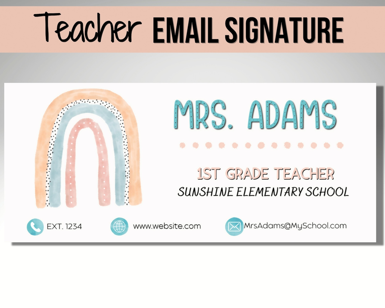 Email Signature Teacher Email Signature Template Boho - Etsy