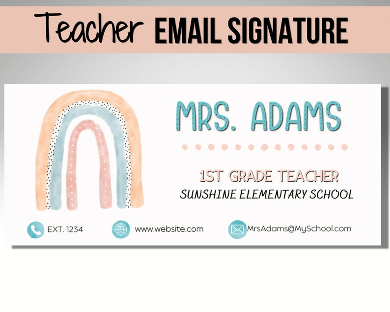 Email Signature Teacher Email Signature Template Boho - Etsy