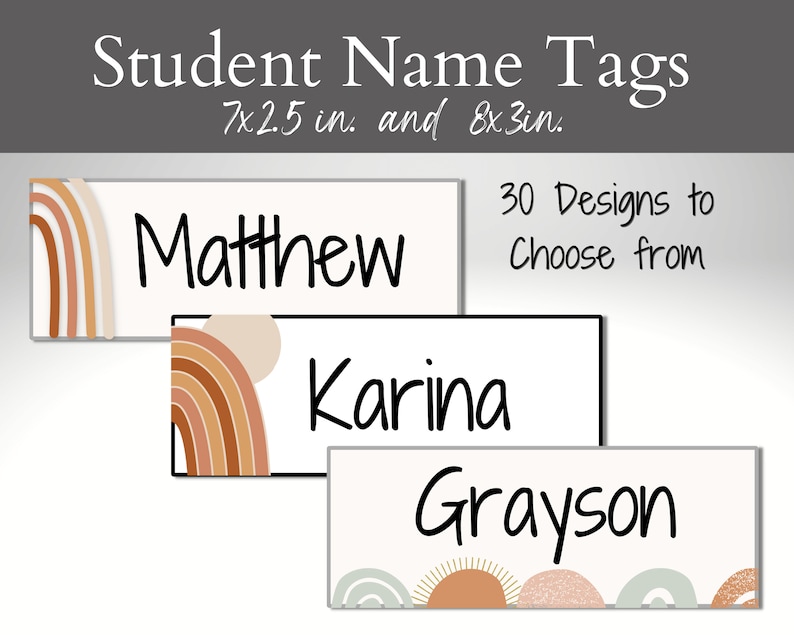Boho Rainbow Classroom Labels Student Desk Label Cards - Etsy Canada