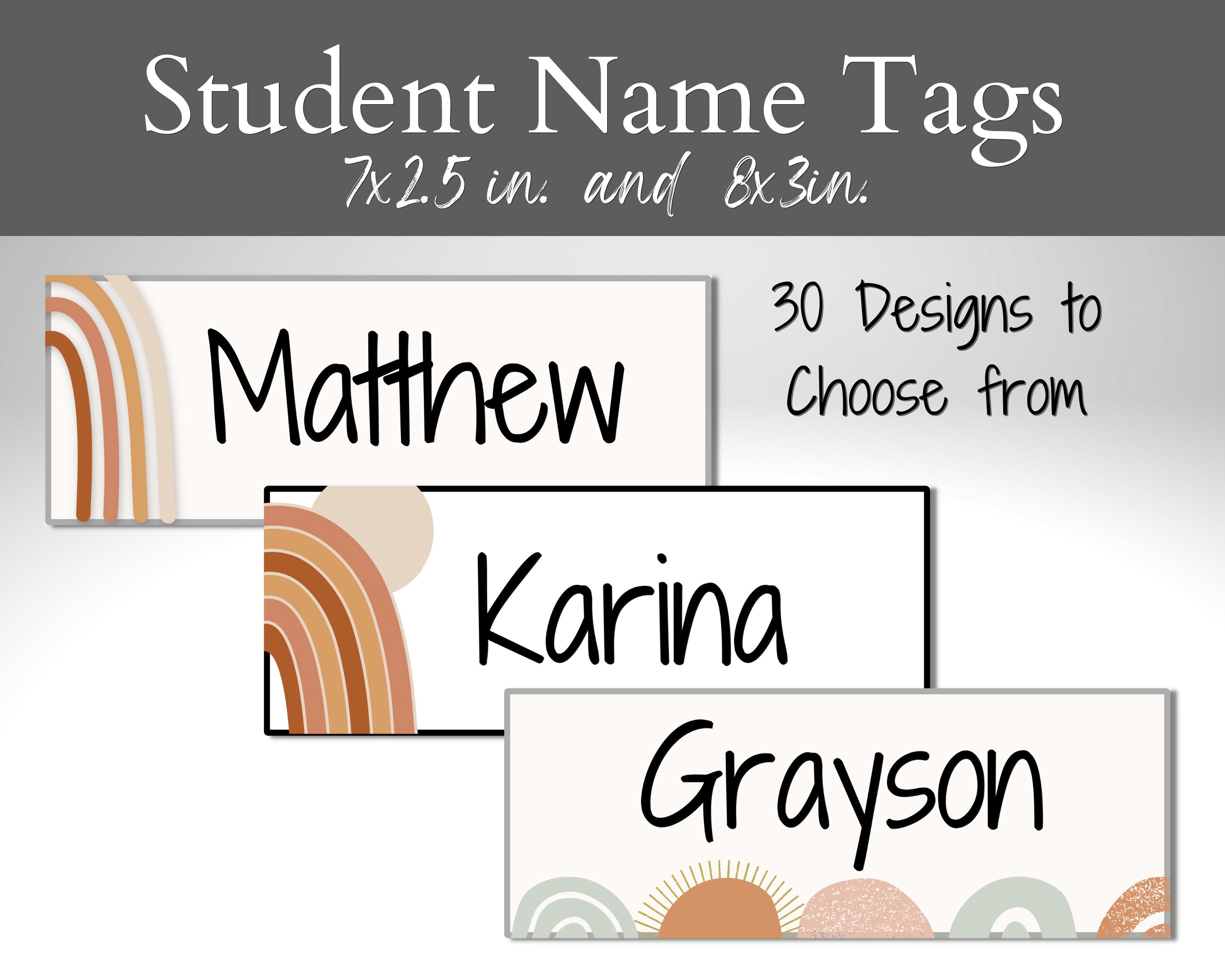 Boho Rainbow Classroom Labels Student Desk Label Cards - Etsy Canada