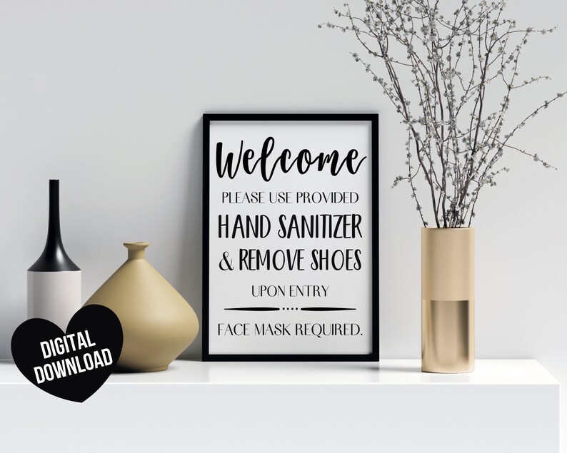 Face Mask Sign Social Distance Sign Printable Please | Etsy