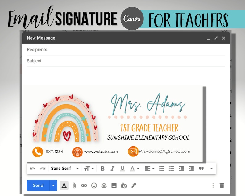 Teacher Email Signature Email Template for Teachers Email - Etsy