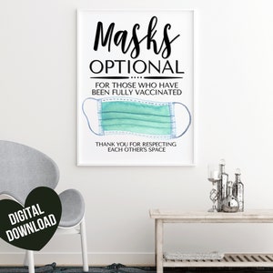 Face Mask Sign PRINTABLE Wear a Mask Sign Mask Optional - Etsy