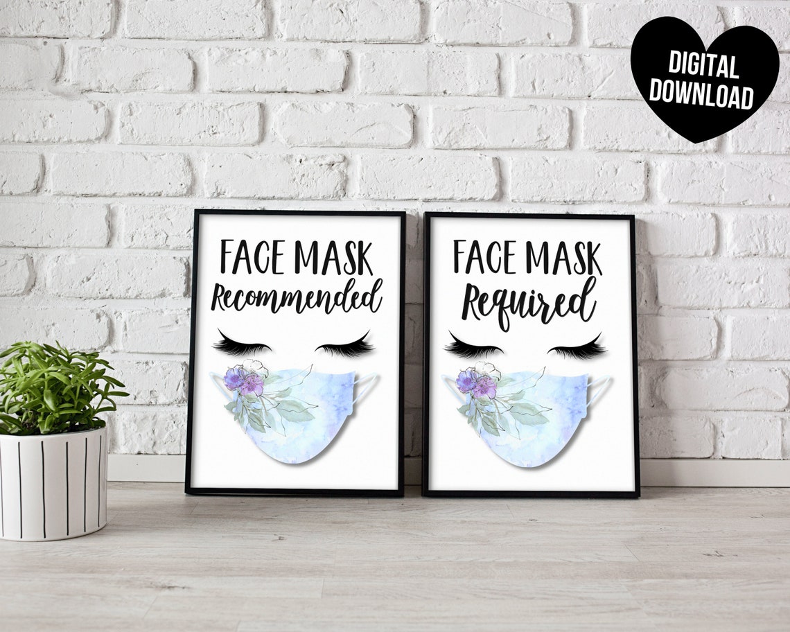 Face Mask Sign BUNDLE Mask Required Sign Printable Please | Etsy