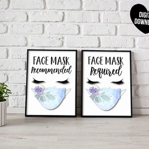 Face Mask Sign BUNDLE, Mask Required Sign Printable, Please Wear a Mask ...