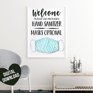 Face Mask Sign PRINTABLE Hand Sanitizer Sign Face Masks | Etsy