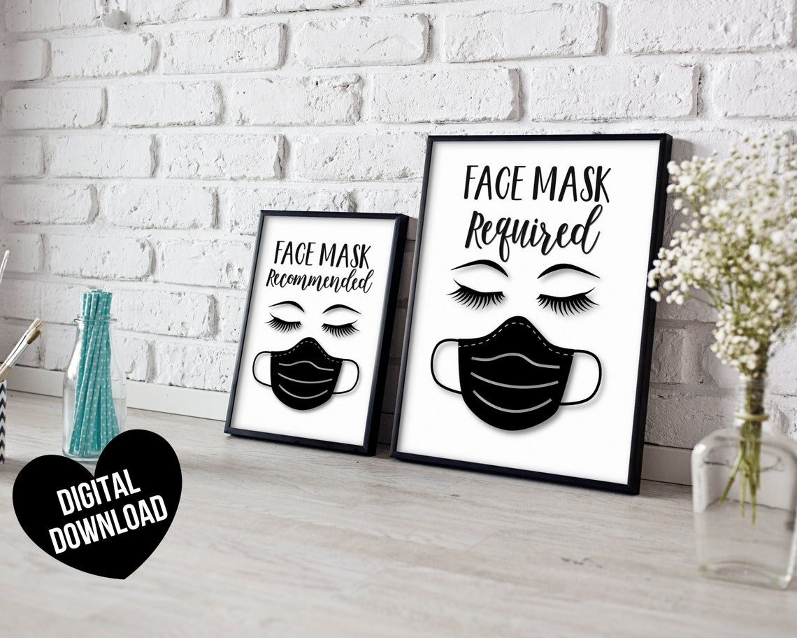 Face Mask Sign BUNDLE Mask Required Sign Printable Please | Etsy