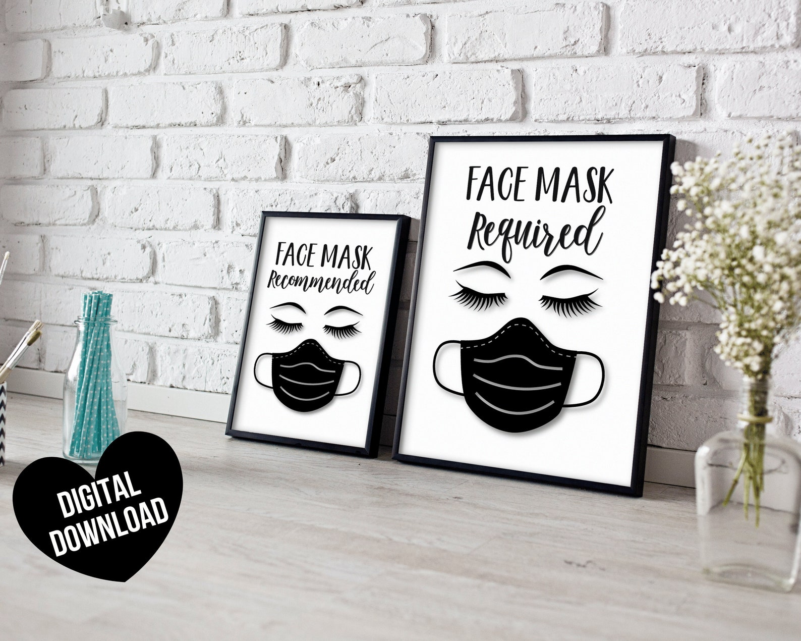 Face Mask Sign BUNDLE Mask Required Sign Printable Please | Etsy