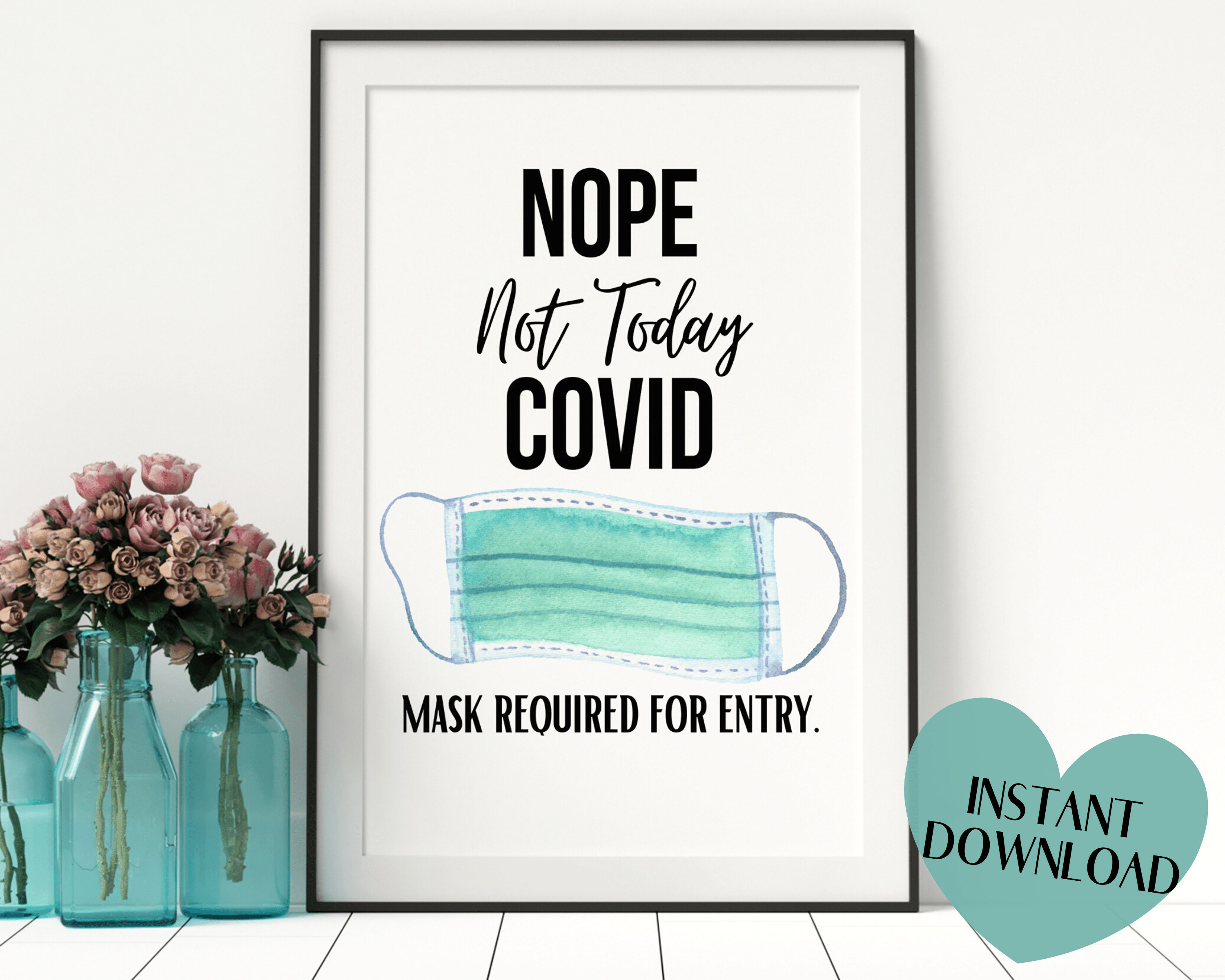Face Mask Sign Printable Wear a Mask Sign Not Today Covid - Etsy