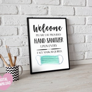 Face Mask Sign Social Distance Sign Printable Please | Etsy