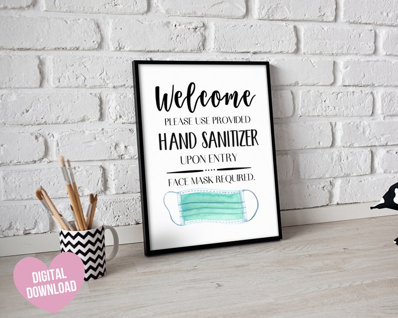 Face Mask Sign Social Distance Sign Printable Please | Etsy