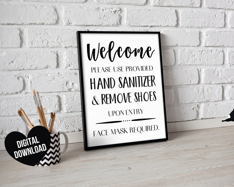 Face Mask Sign Social Distance Sign Printable Please | Etsy