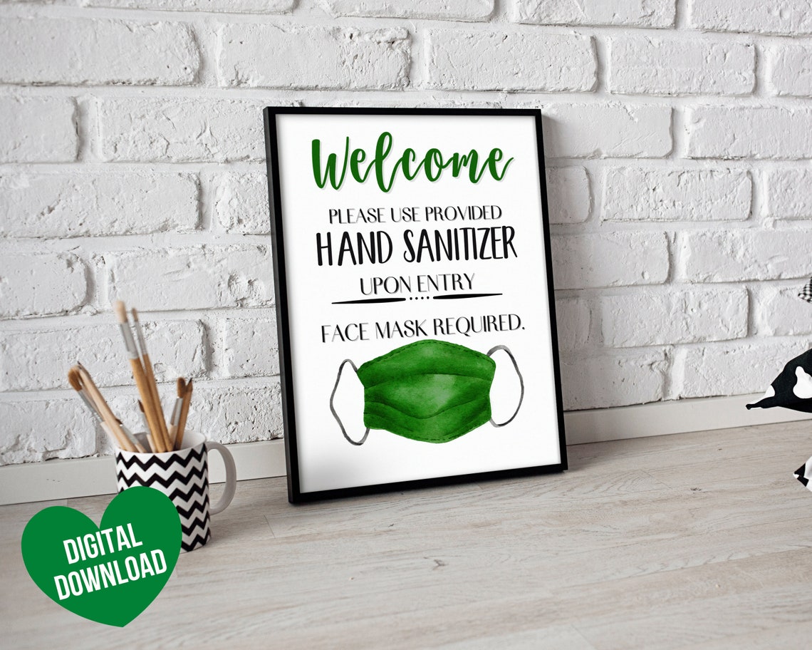 Face Mask Sign Social Distance Sign Printable Please - Etsy