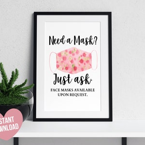 Face Mask Printable Sign Masks Available Sign Need a Mask - Etsy
