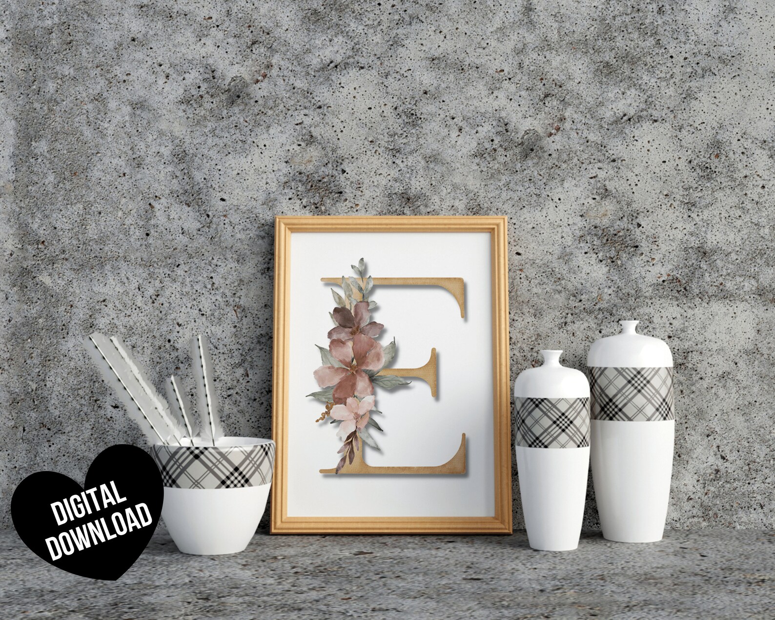 Letter Art Print PRINTABLE Letter E Wall Art Initial Wall - Etsy