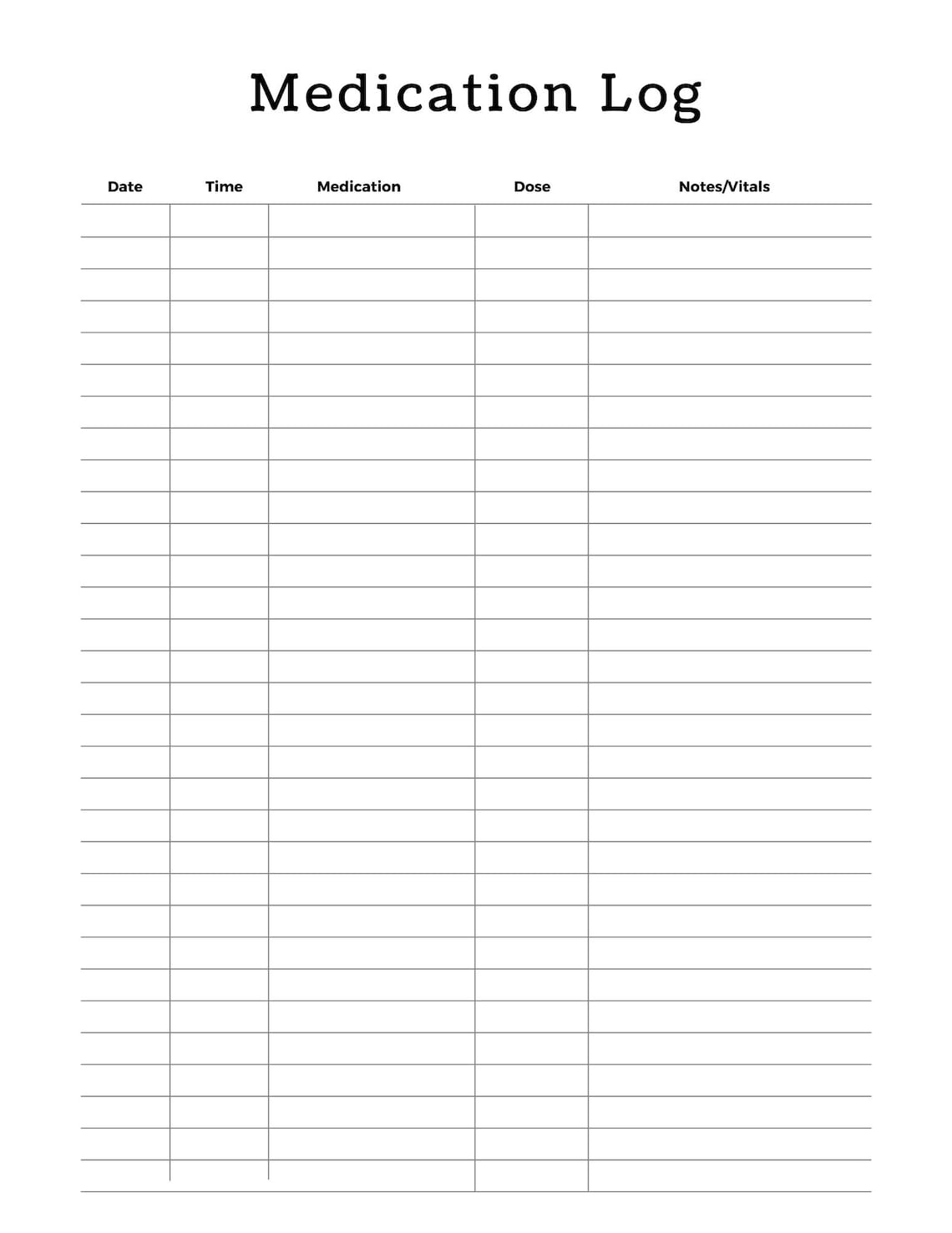 Medication Log Printable, Medication Tracker, Medication Intake ...