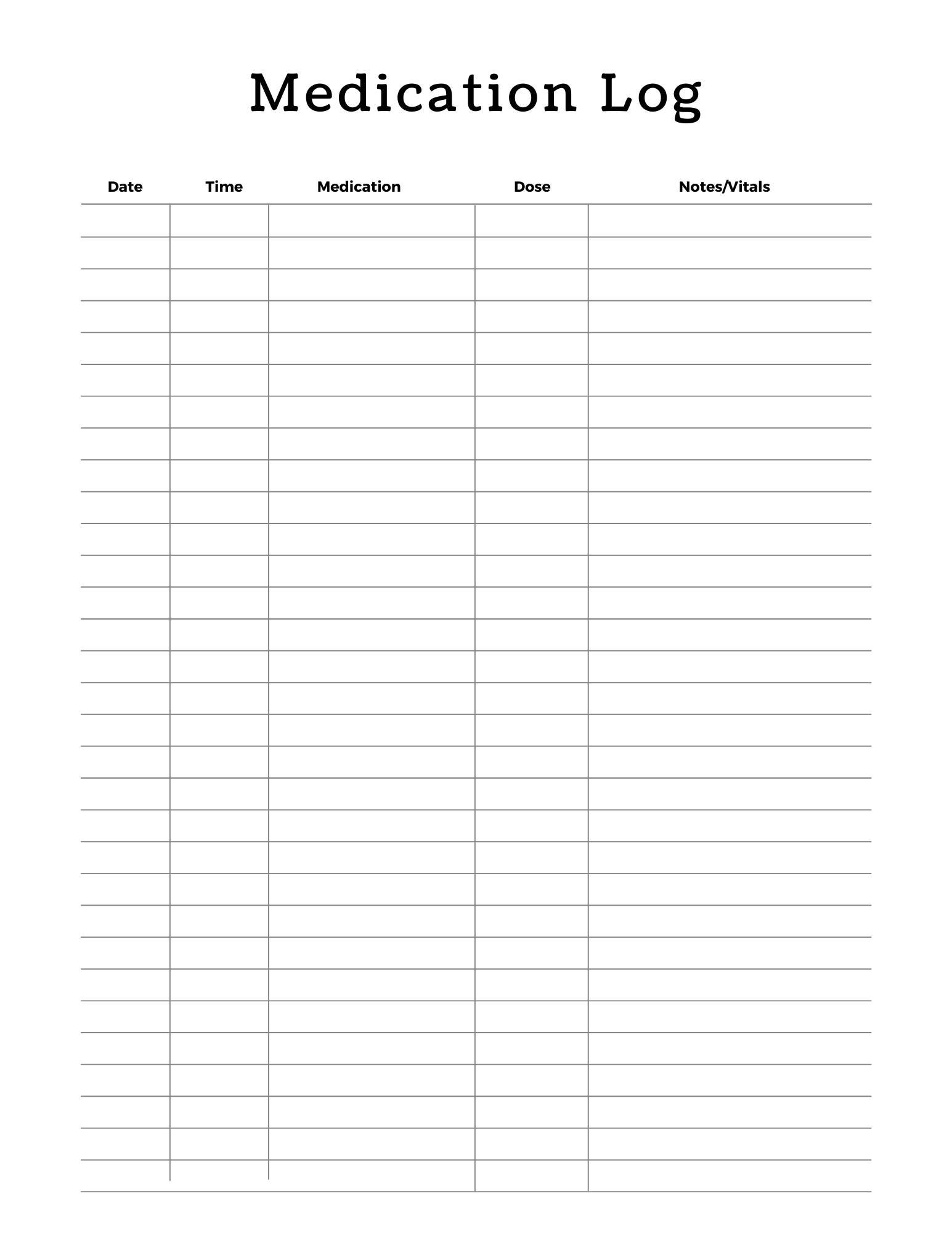 Medication Log Printable, Medication Tracker, Medication Intake ...