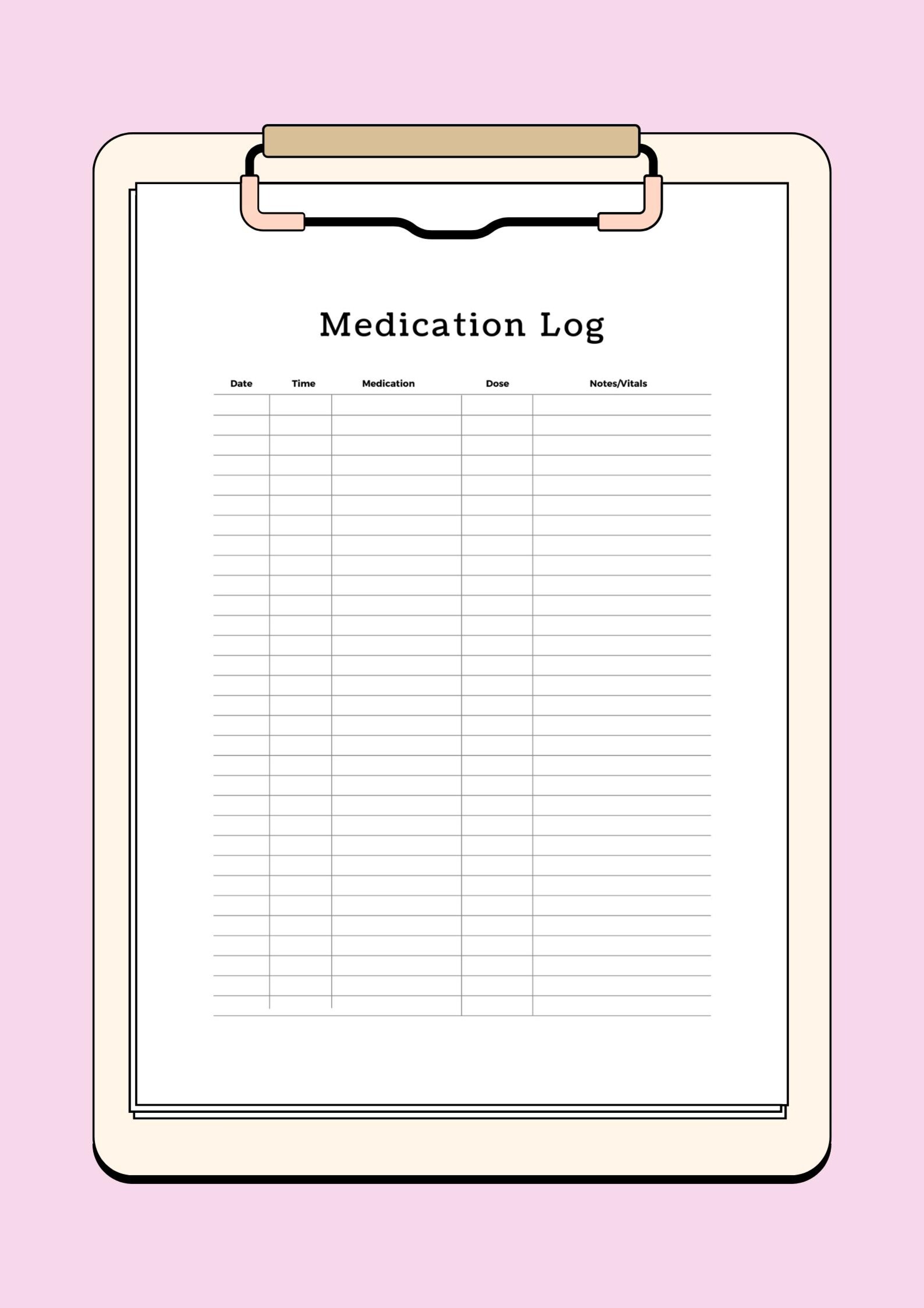 Medication Log Printable, Medication Tracker, Medication Intake ...
