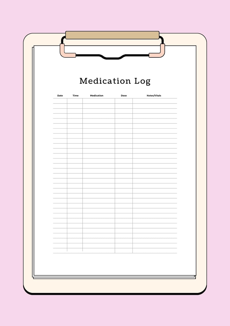 Medication Log Printable, Medication Tracker, Medication Intake ...