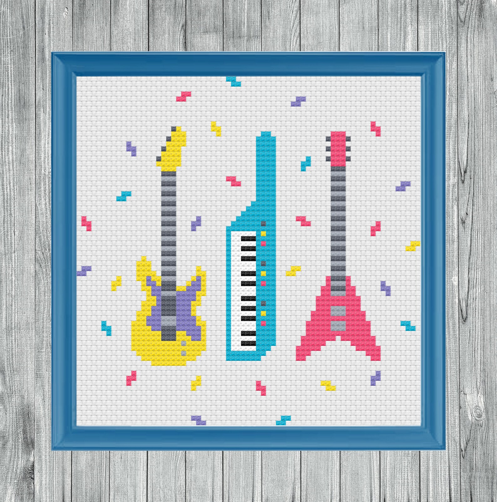 80s Rock Band Cross Stitch Pattern instant PDF Download Music Synth Pop ...