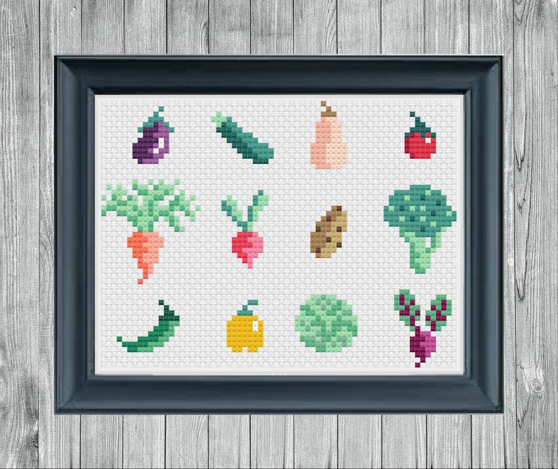 Vegetable Cross Stitch Pattern (instant PDF Download) - Etsy Canada