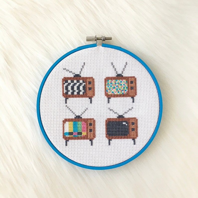 Retro TV Cross Stitch Pattern (instant PDF Download) - Etsy