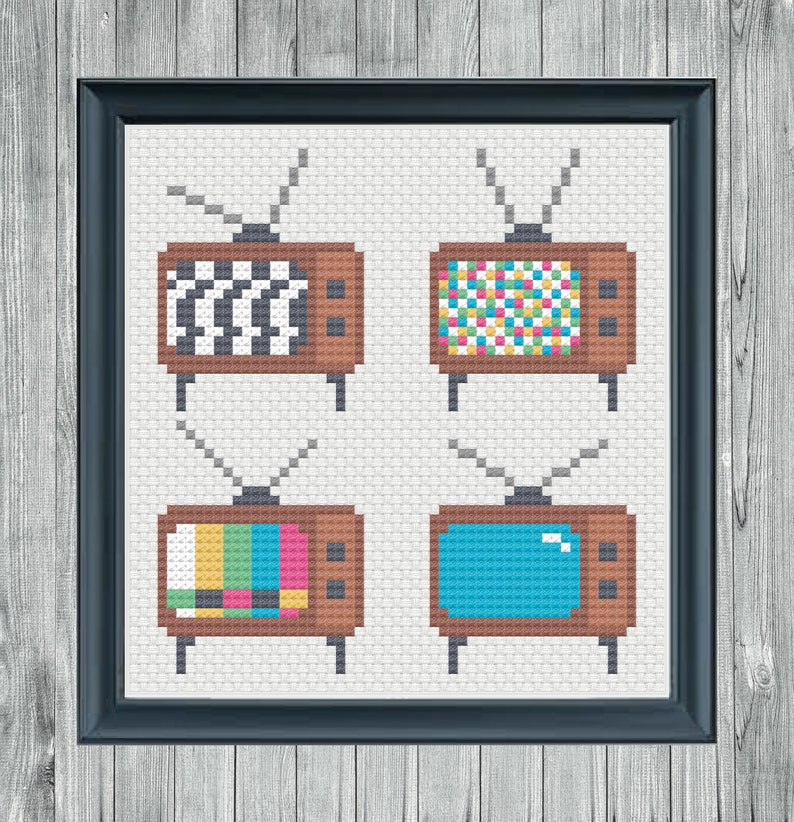 Retro TV Cross Stitch Pattern (instant PDF Download) - Etsy