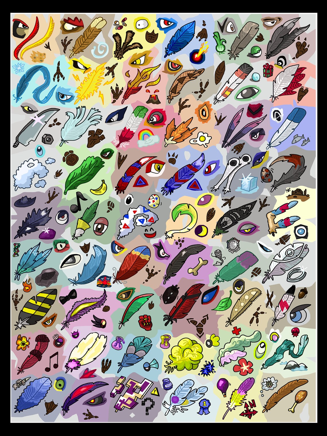 Feathers of Pokémon - Colorful Nature Print 8.5x11", Matte - Etsy