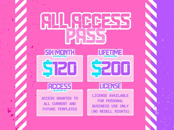 All Access Pass Lifetime Membership Social Media Branding - Etsy