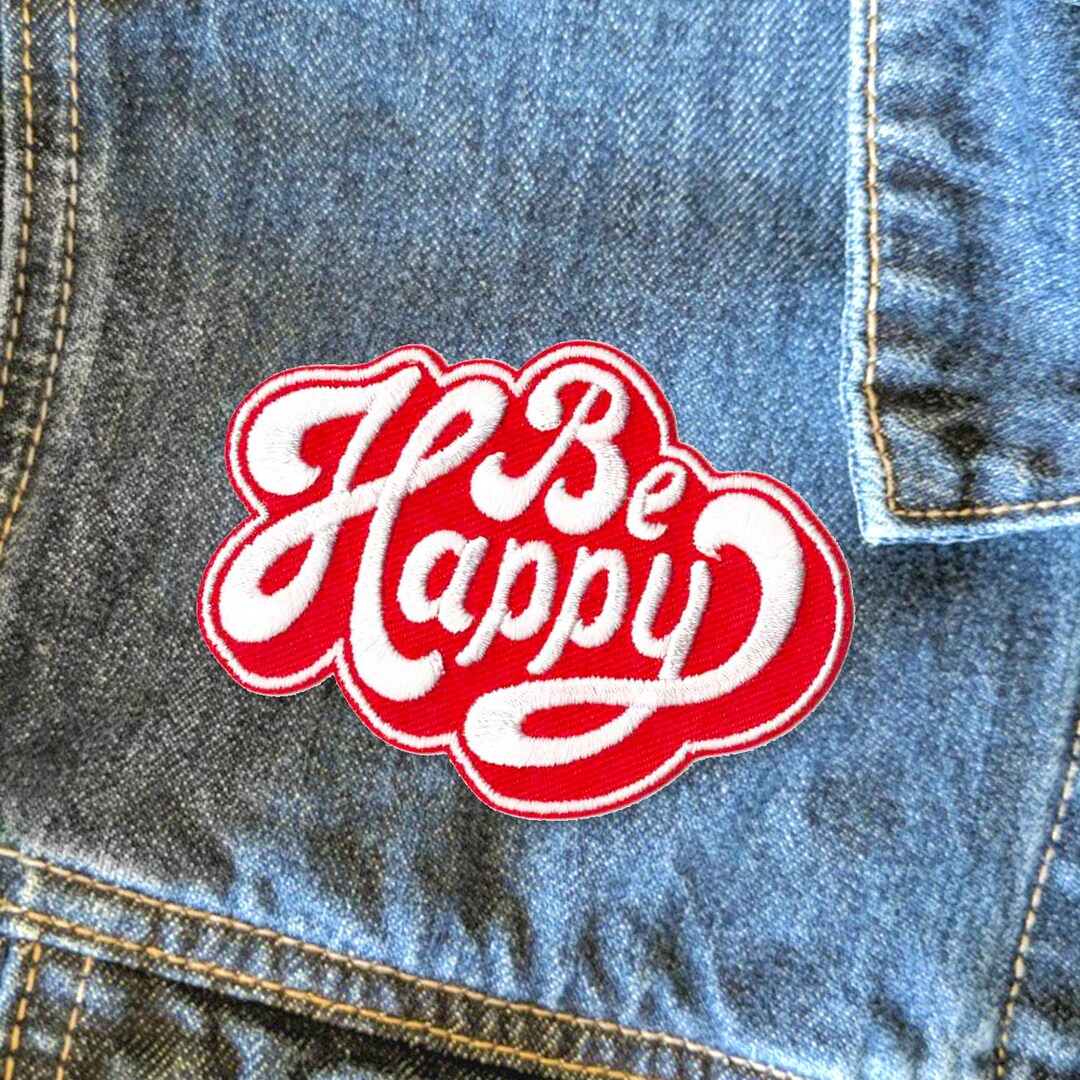 Be Happy Patch | Red Be Happy Embroidered Iron-on Patch Applique ...