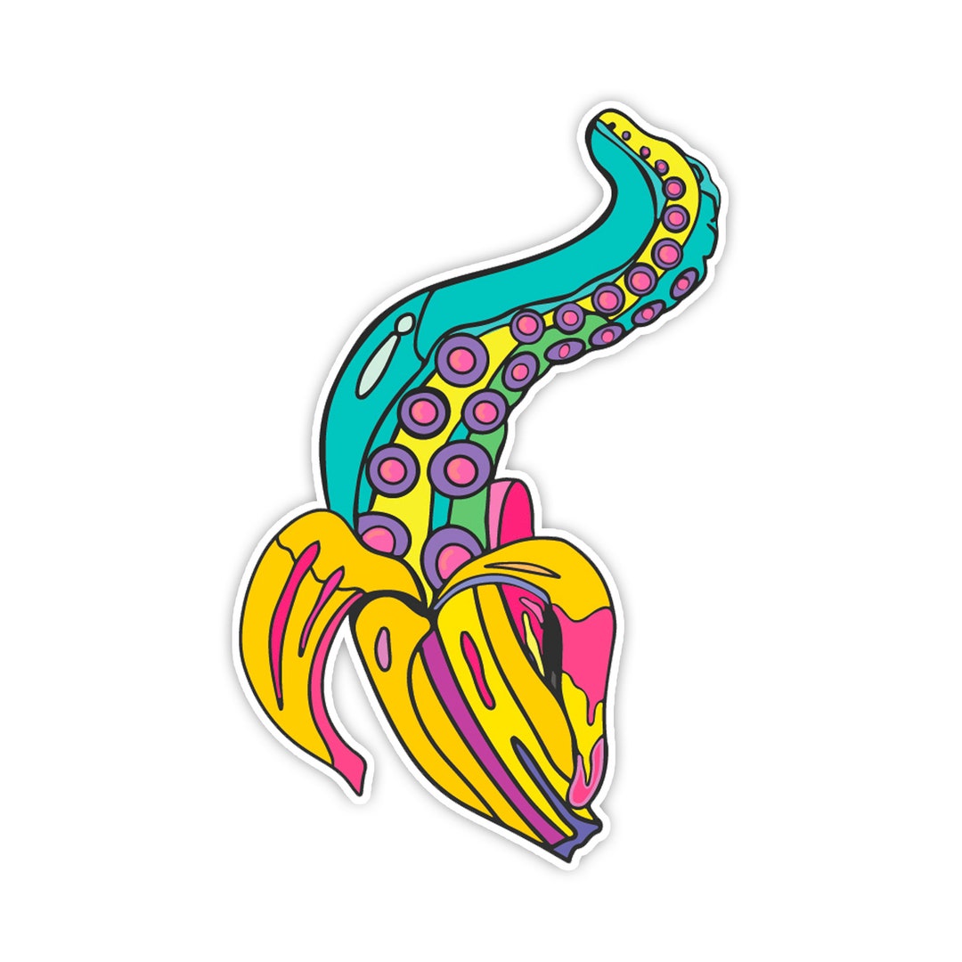 Tentacle Banana Sticker | Trendy, Weird, Fun Stickers for Your Water ...