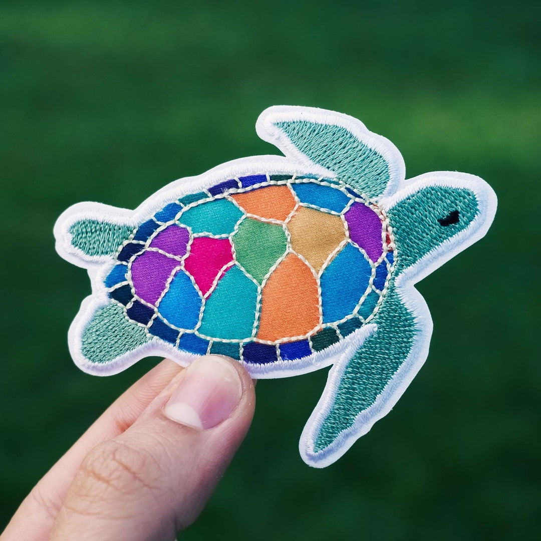 Colorful Turtle Patch | Turtle Embroidered Iron-on Patch | Trendy ...