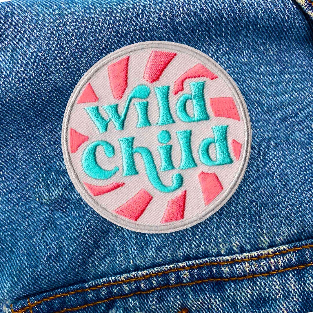 Wild Child Patch | Round Wild Child Embroidered Iron-on Patch Applique ...