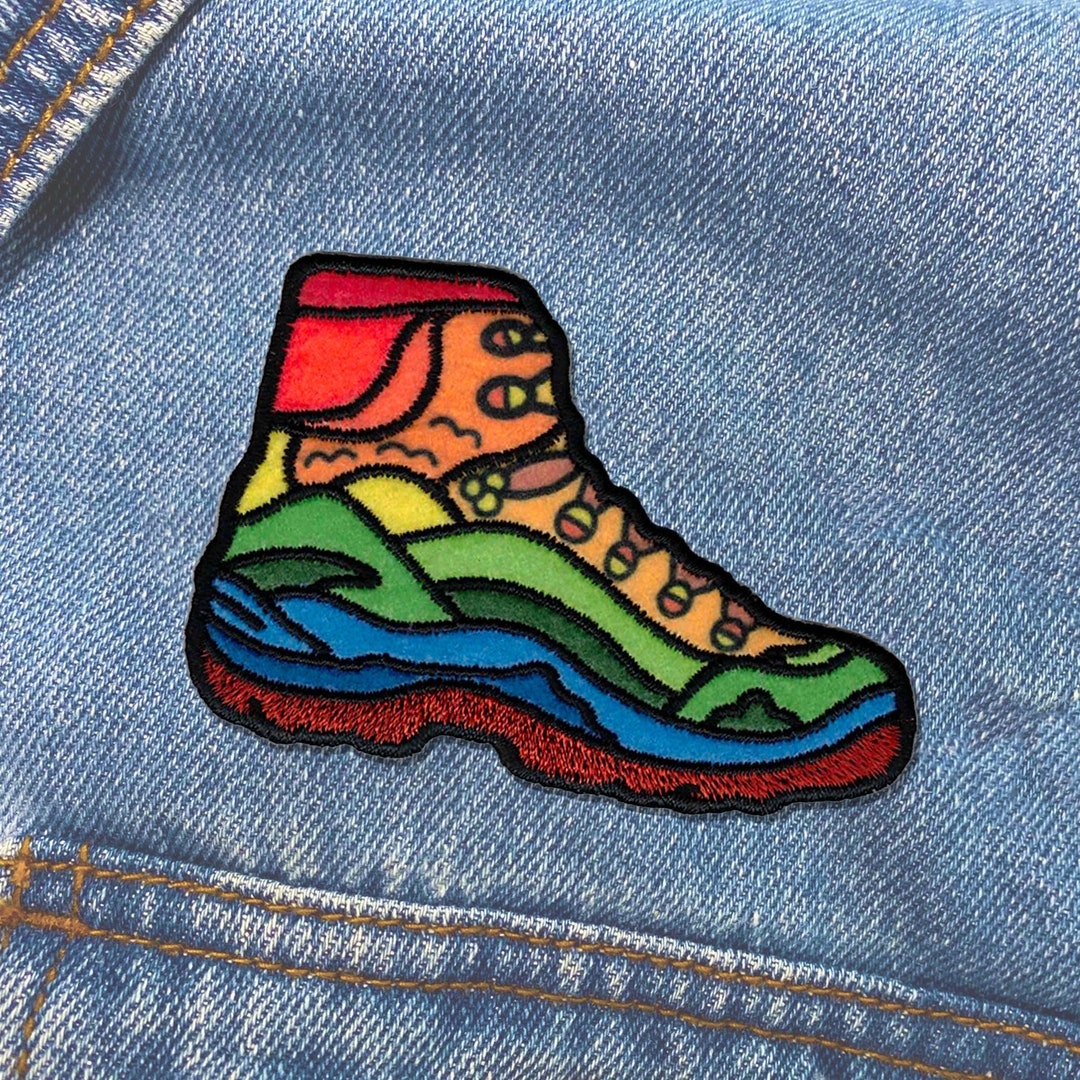 Nature Hiking Shoe Patch | Outdoor Embroidered Iron-on Patch | Trendy ...
