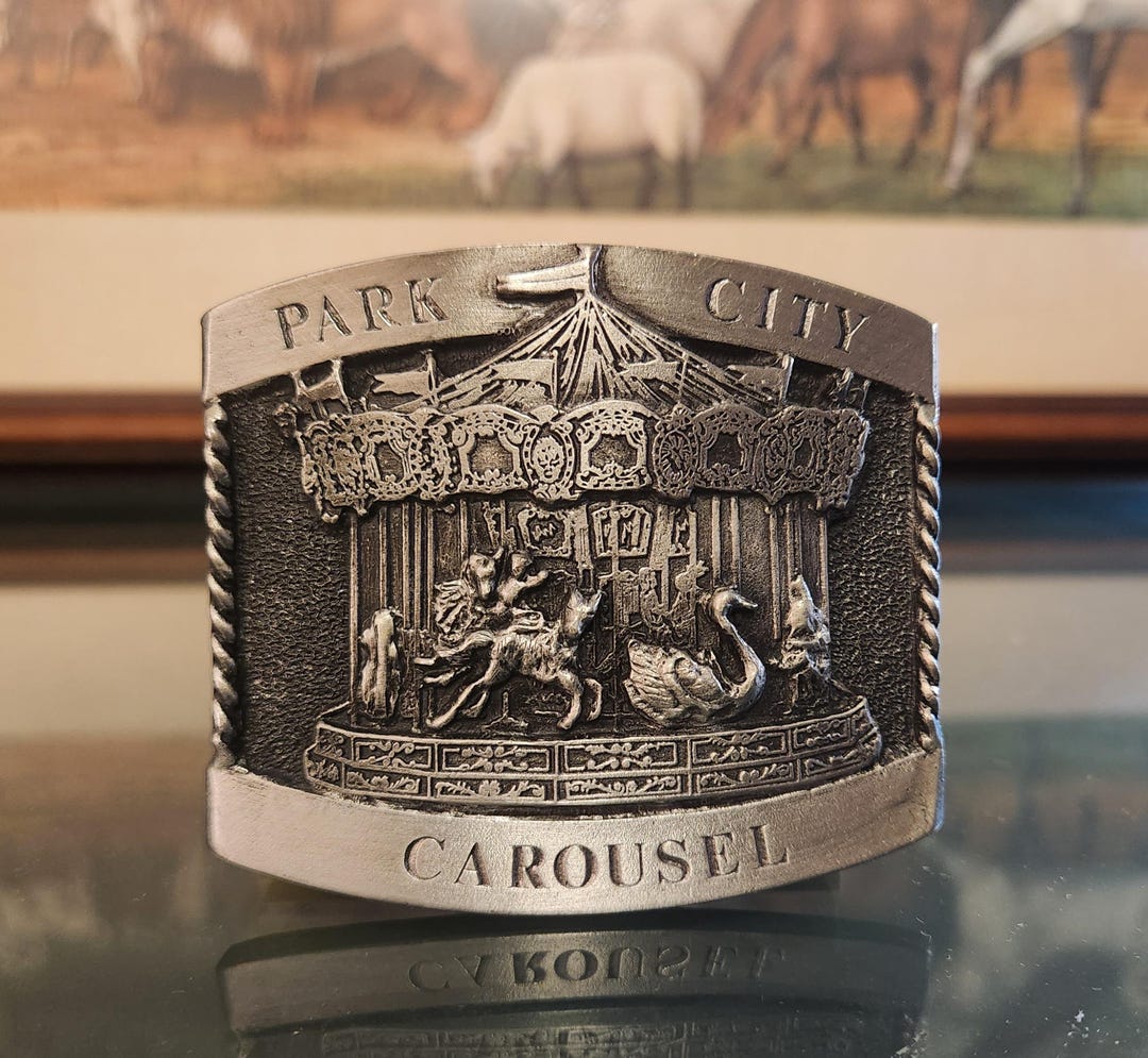 1984 Pewter Michael Ricker Park City Carousel Belt Buckle - Etsy