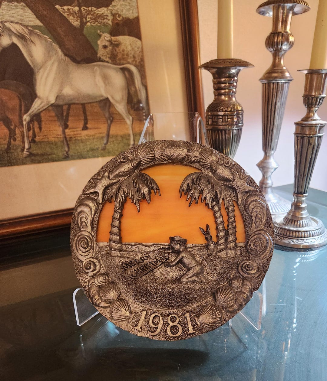 1981 Pewter Vintage Plate Coastal Christmas by Michael Ricker - Etsy