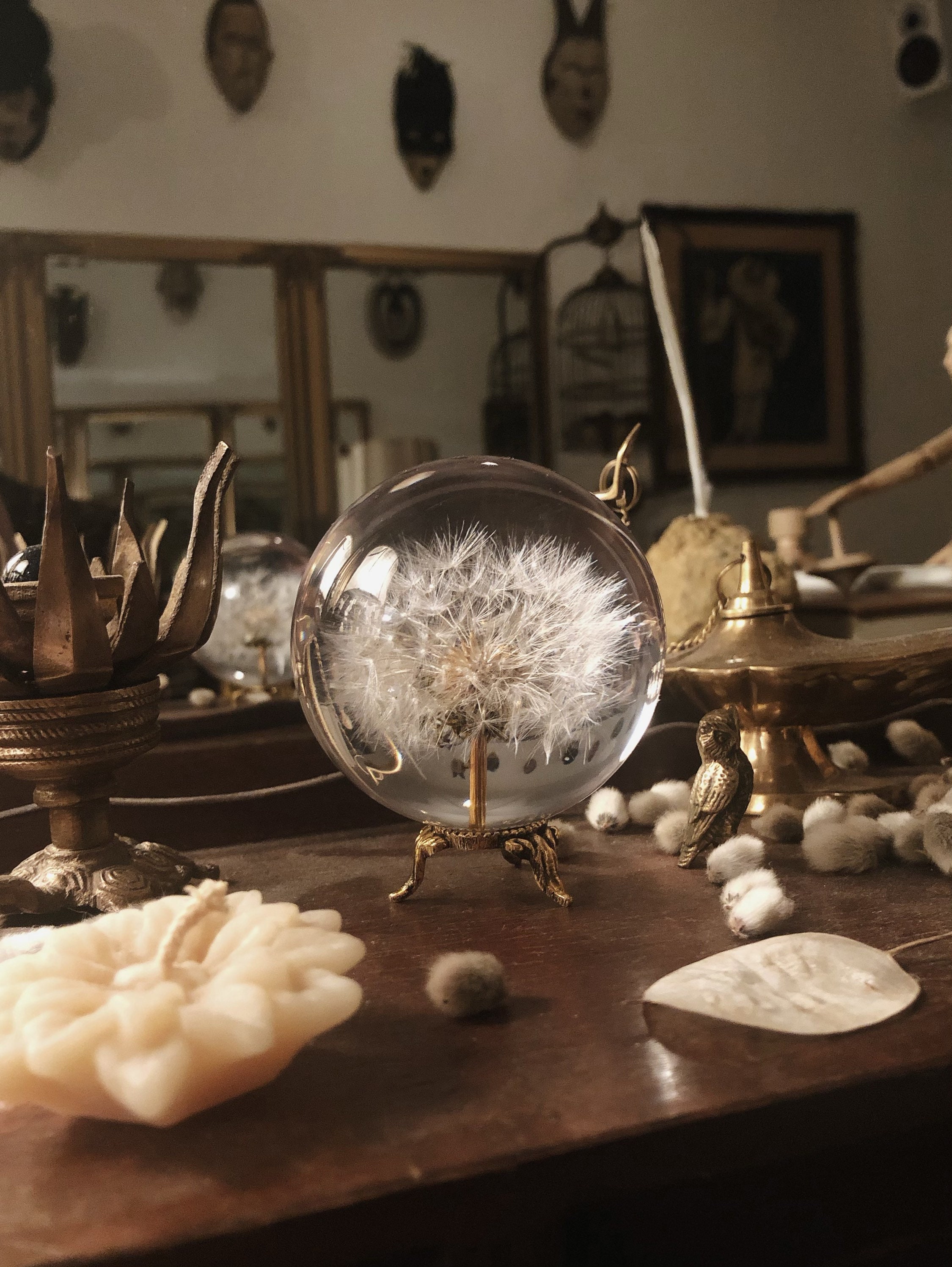 Magical Decorative Dandelion Flowerball on Brass Base - Etsy