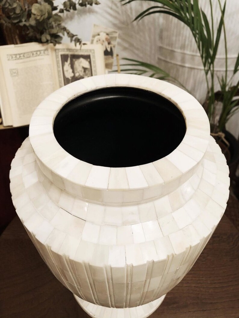 Handmade Moroccan Bone Inlay White Vase - Etsy